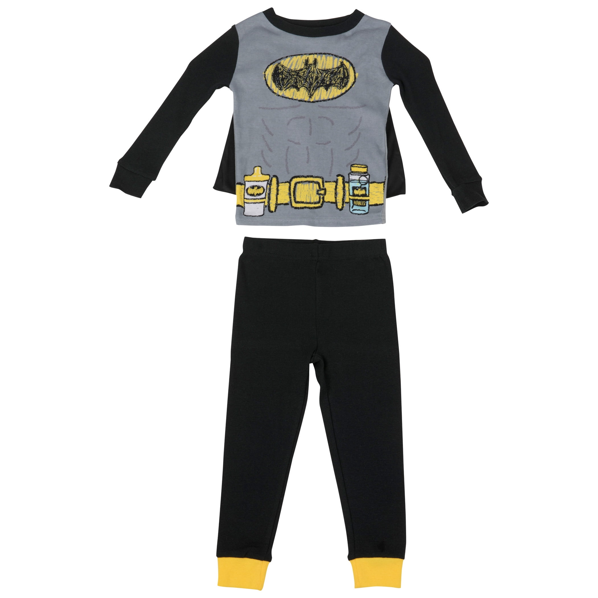 Batman Cosplay 2-Piece Long Sleeve Toddler Pajama Set with Cape, Black ...