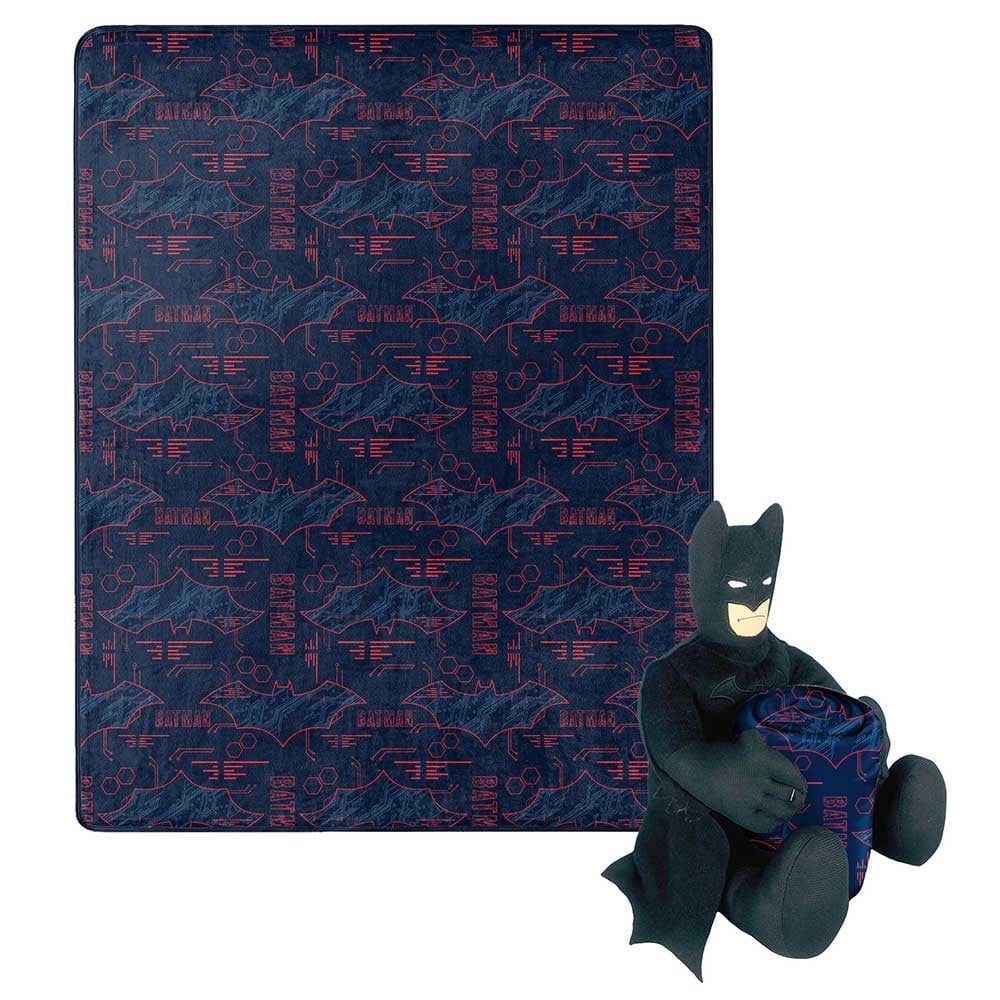 Batman Cyber Symbols Kids Silk Touch Throw Blanket with Plush Hugger ...