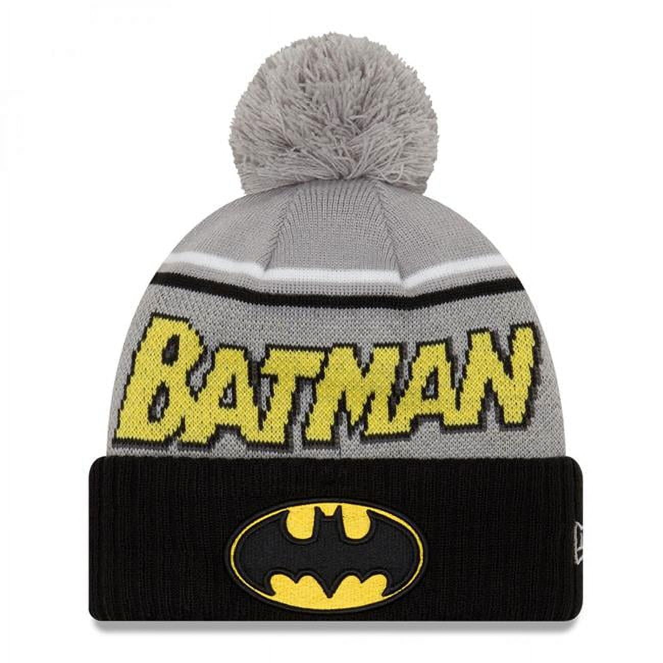 Batman DC Comics Classic Bat Symbol New Era Patch Pom Knit Beanie ...