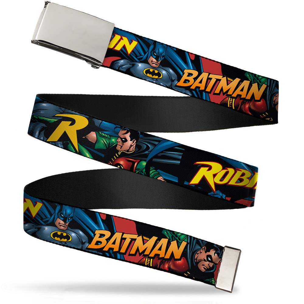 DC Comics Belt, Flip Web Belt Batman Robin In Action Text Burgundy, 1.0 ...