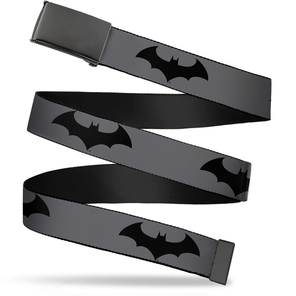 DC Comics Belt, Flip Web Belt Retro Bat Logo Gray Black, 1.25 Inch Wide ...