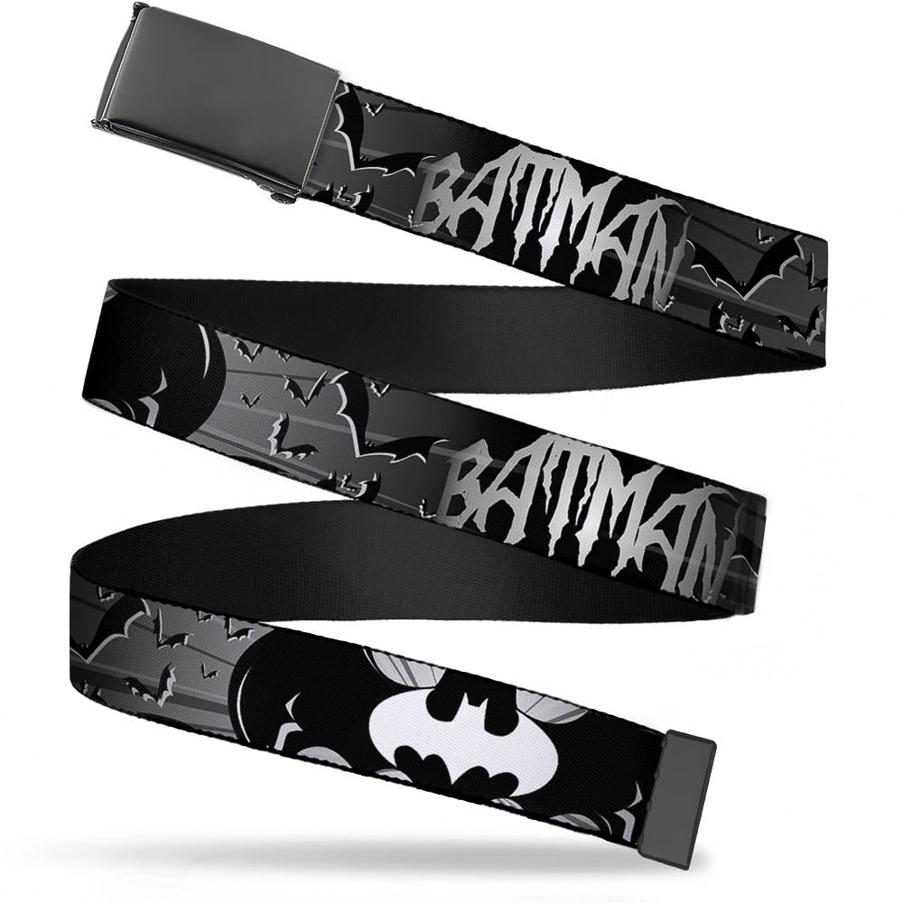 DC Comics Belt, Flip Web Belt Batman Bat Signals Flying Bats Black ...