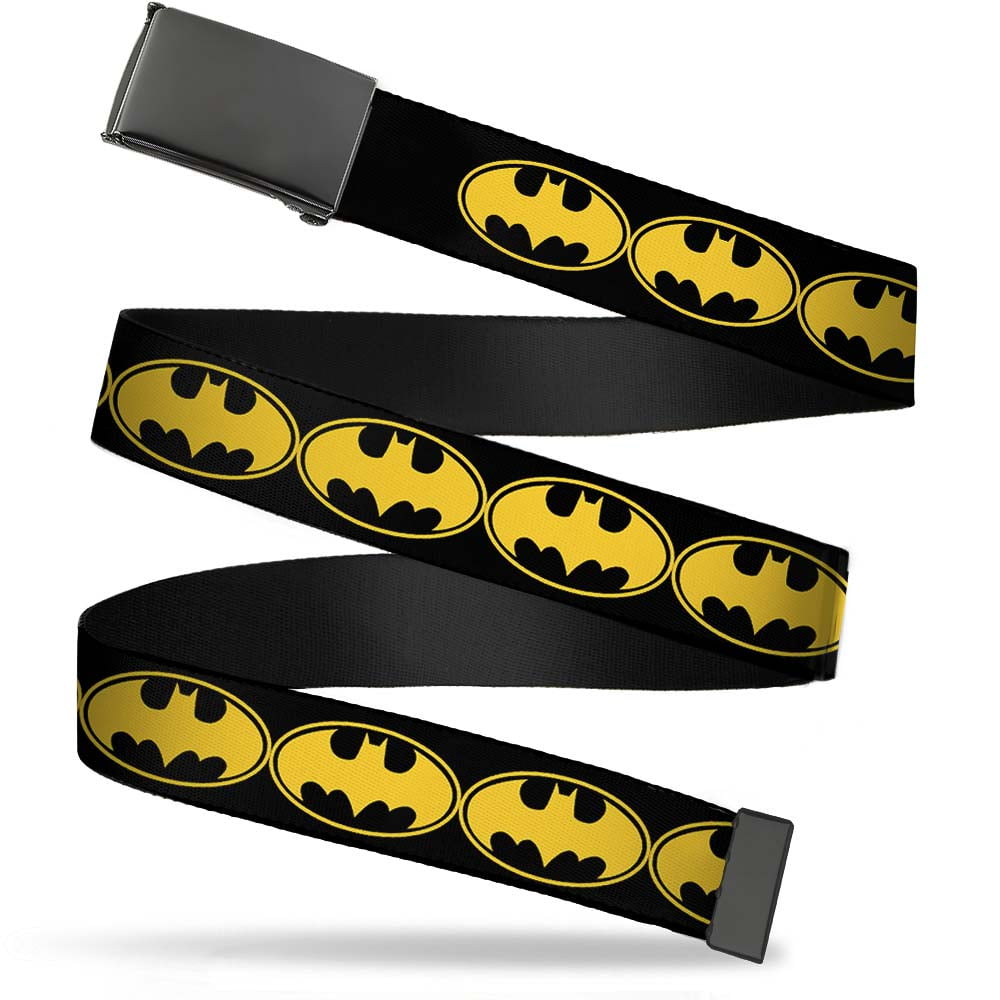 DC Comics Belt, Flip Web Belt Bat Signal Black Yellow Black, 1.25 Inch ...