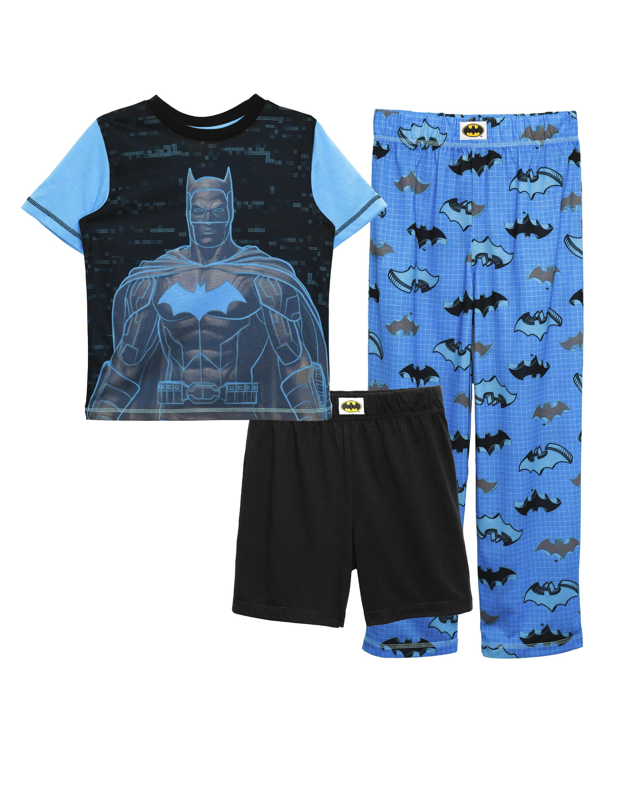 Batman DC Universe Boys 3 Piece Pajama Set Sleepwear, Blue, Size: 8 ...