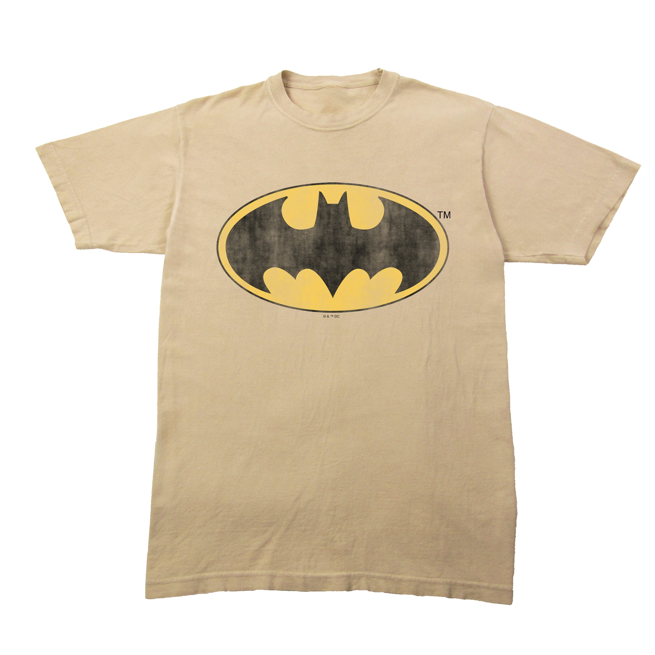 Batman Distressed Logo Adult Sand Crew Neck Short Sleeve T-shirt-Large ...