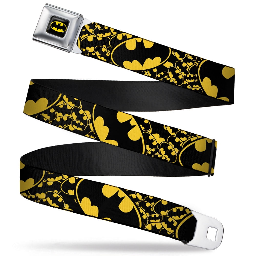 DC Comics Belt, Seatbelt Buckle Belt, Bat Signals Stacked Close Up ...