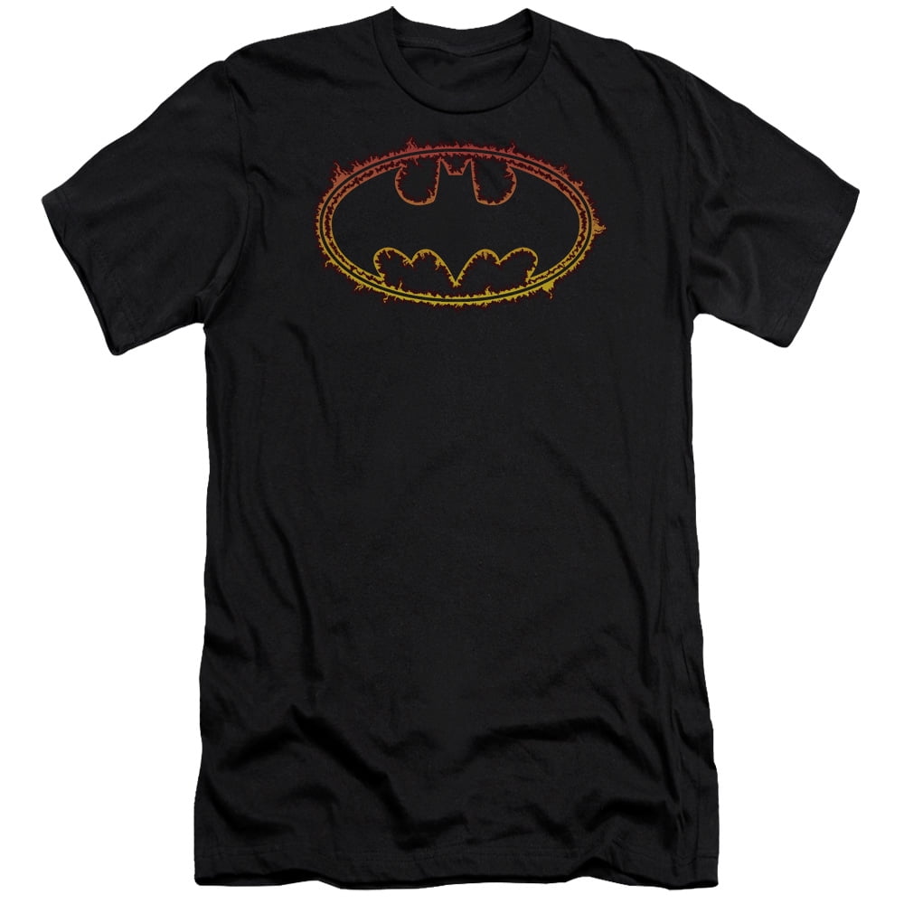 Batman - Flame Outlined Logo - Premium Slim Fit Short Sleeve Shirt - XX ...