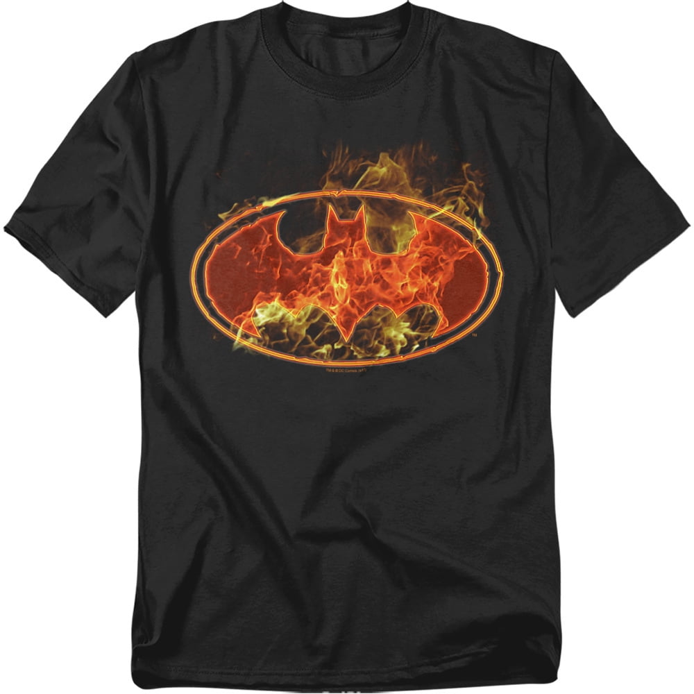 Batman T-Shirt Flames Logo Unisex Graphic Tee For Men & Women - Walmart.com