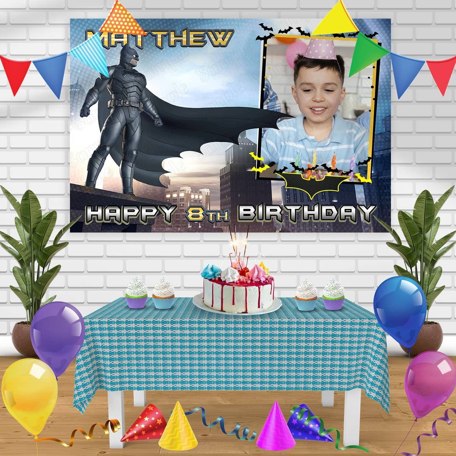 Batman Frame Birthday Banner Personalized Party Backdrop Decoration 60 ...