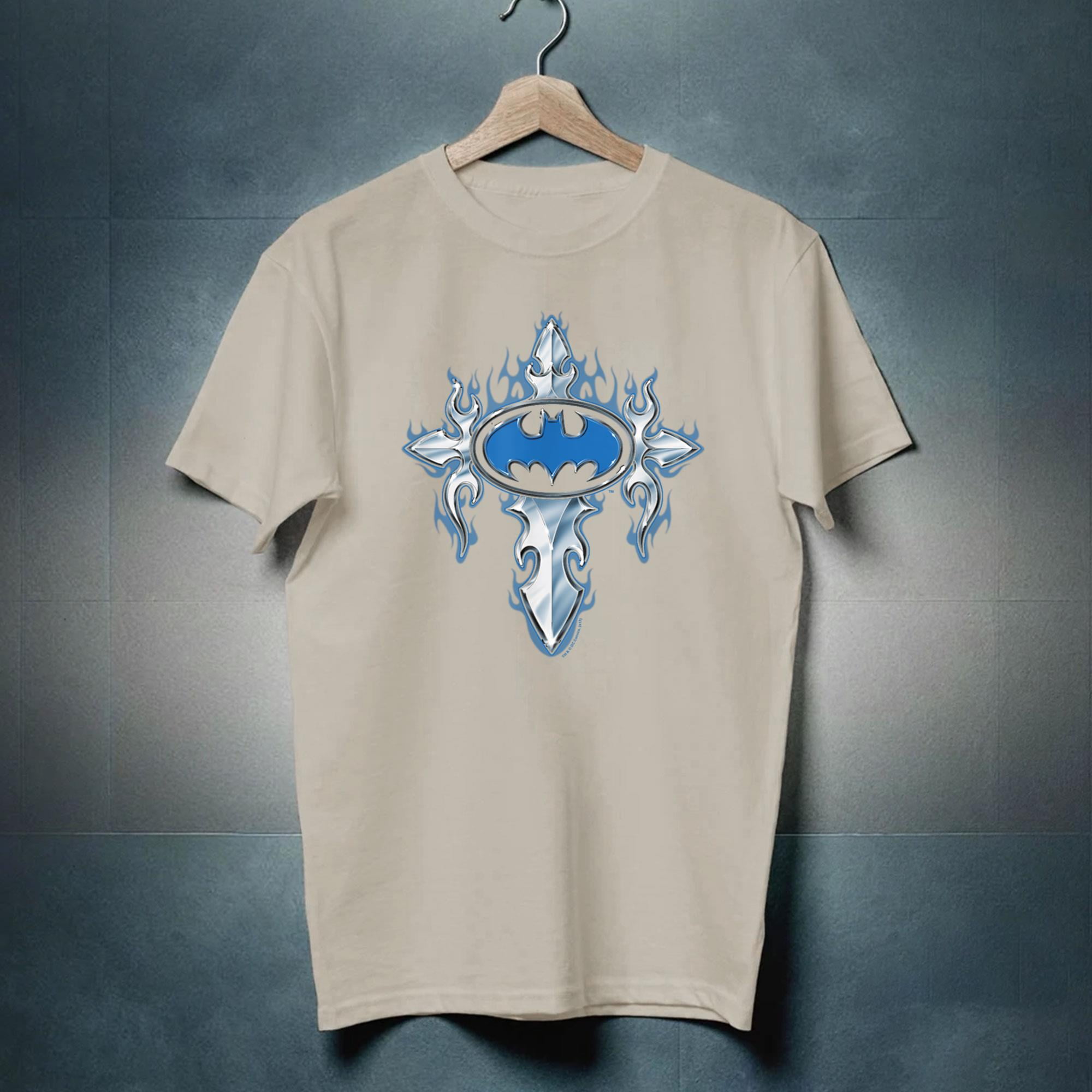 Batman Gothic Steel Cross Logo T Shirt Licensed Comic Book Tee Black ...