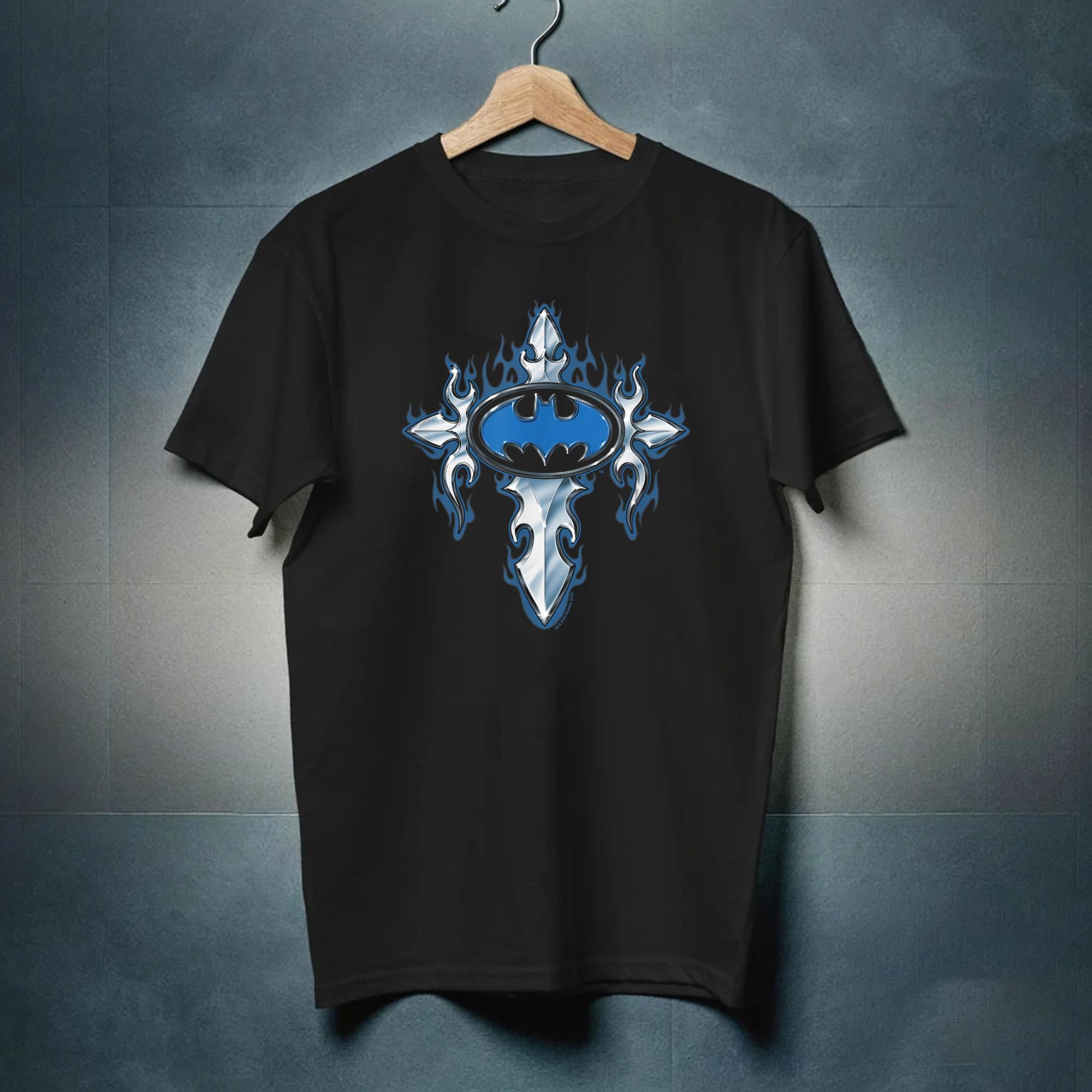 Batman Gothic Steel Cross Logo T Shirt Licensed Comic Book Tee Black ...
