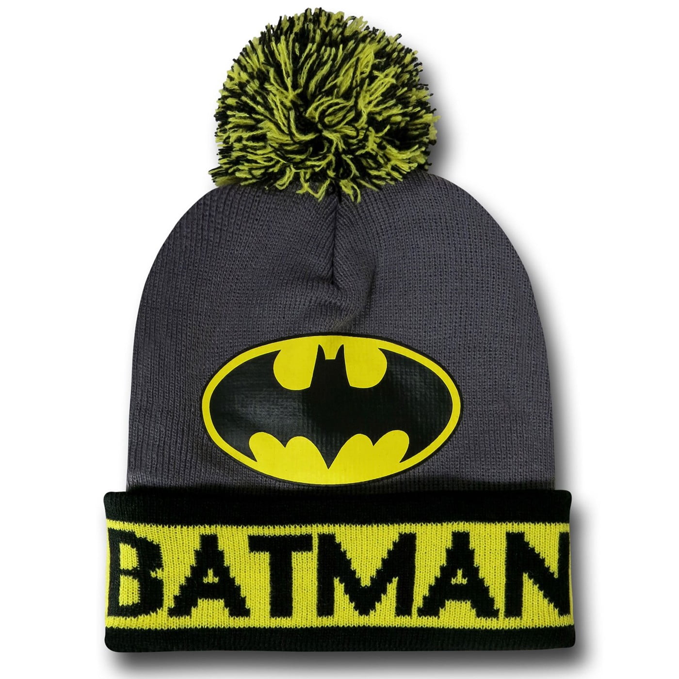 Batman Grey and Yellow Pom Pom Beanie - Walmart.com