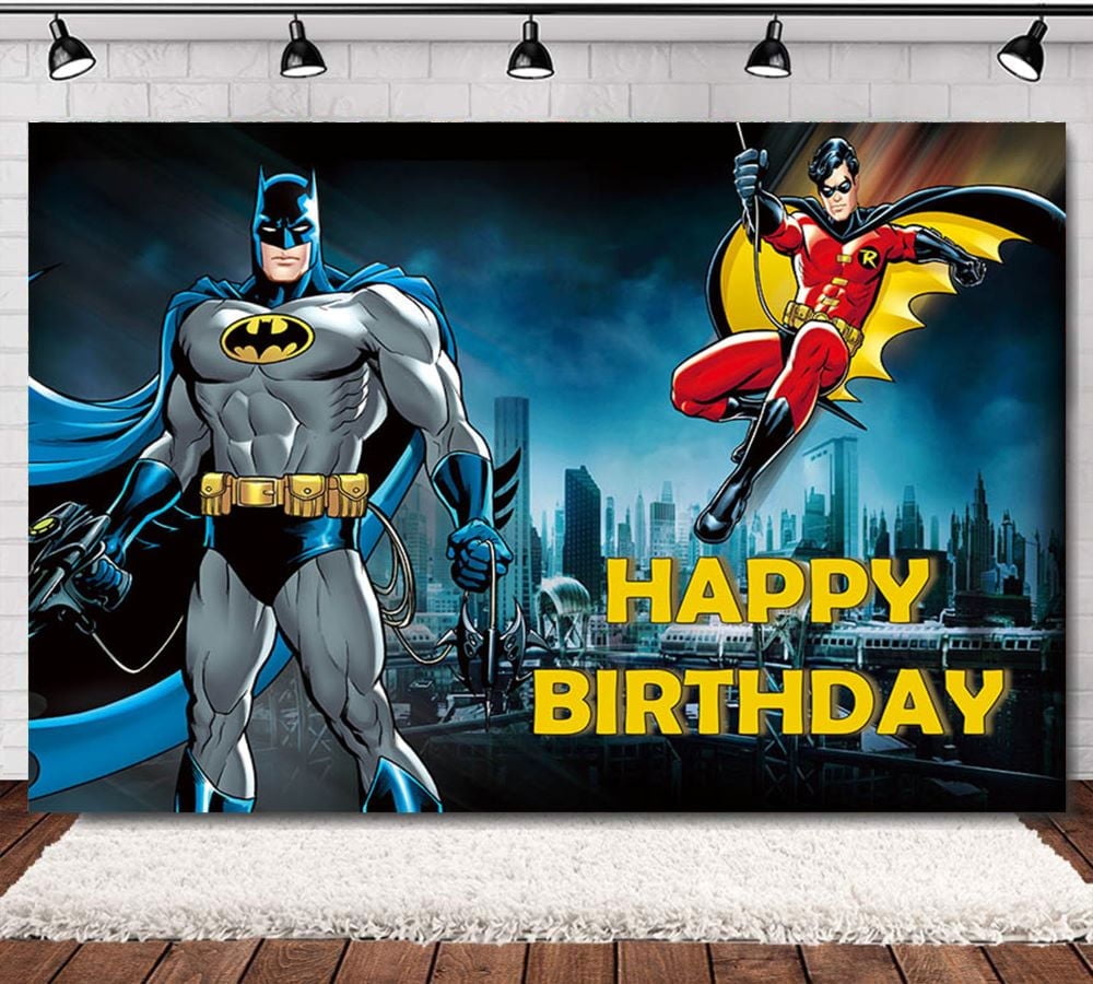 Batman Happy Birthday Anime Cartoon Theme Backdrops Banner Birthday ...