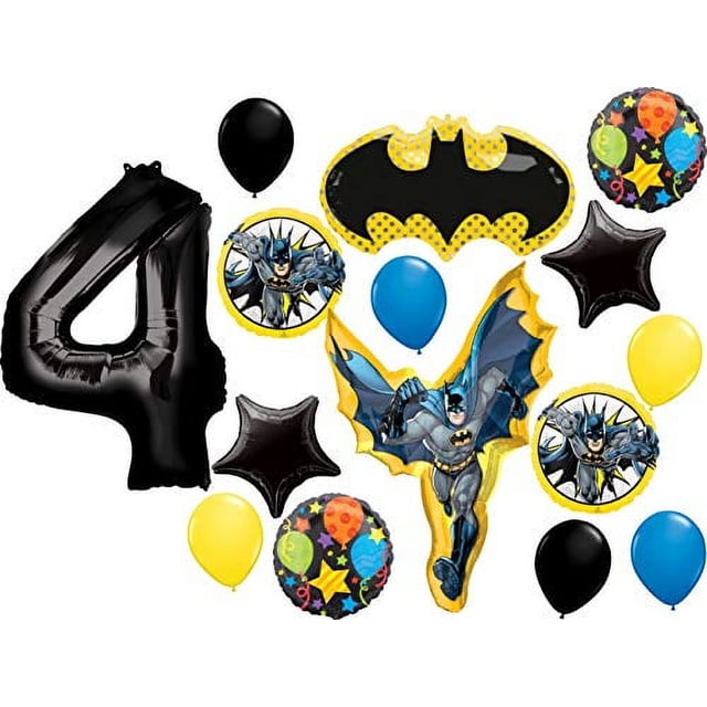 Batman In Action Party Supplies 4th Birthday Balloon Bouquet ...