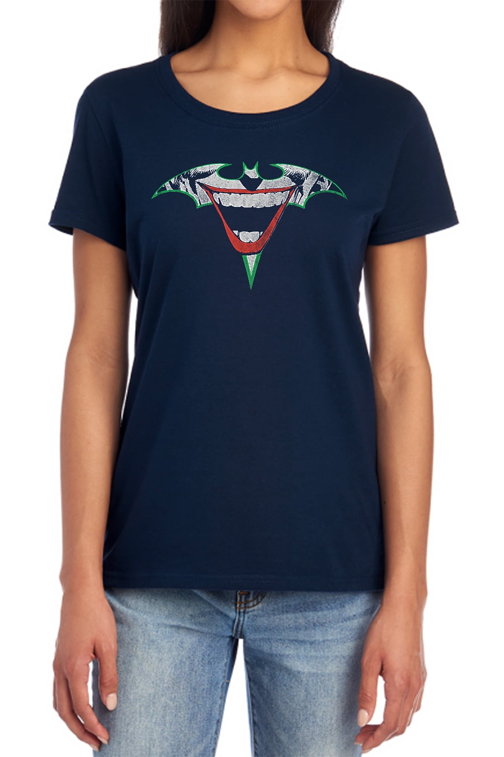 Batman Joker Bat Logo Women's T Shirt, Navy, Large - Walmart.com