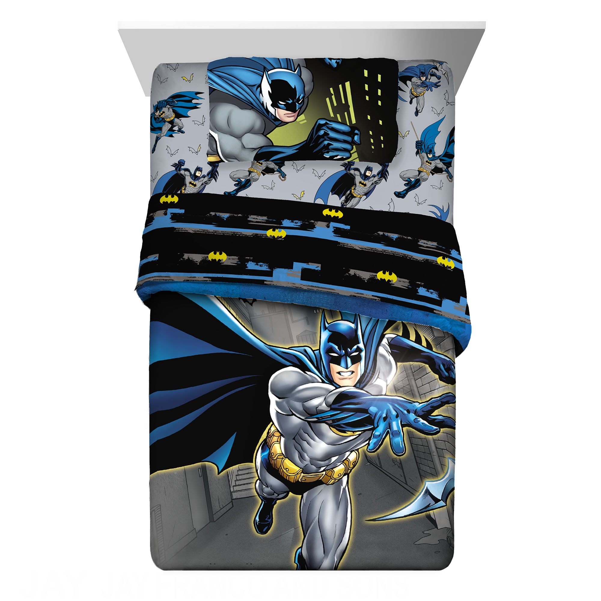 Batman Kids Full Bed in a Bag, Comforter and Sheets, Grey, Warner Bros ...