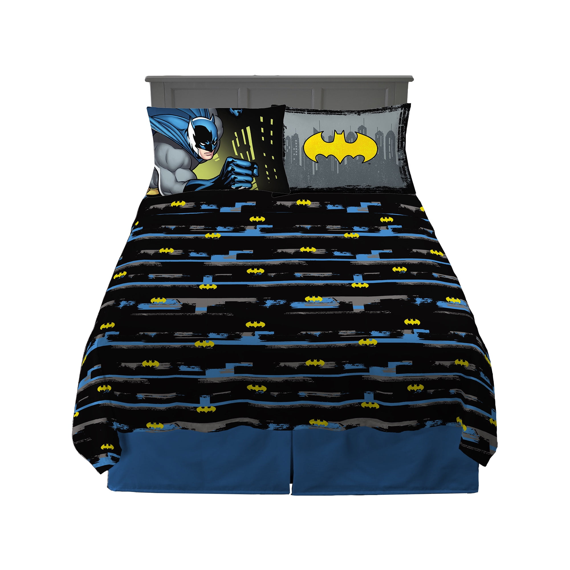 Batman Kids Full Sheet Set, Blue and Gray, Warner Bros - Walmart.com