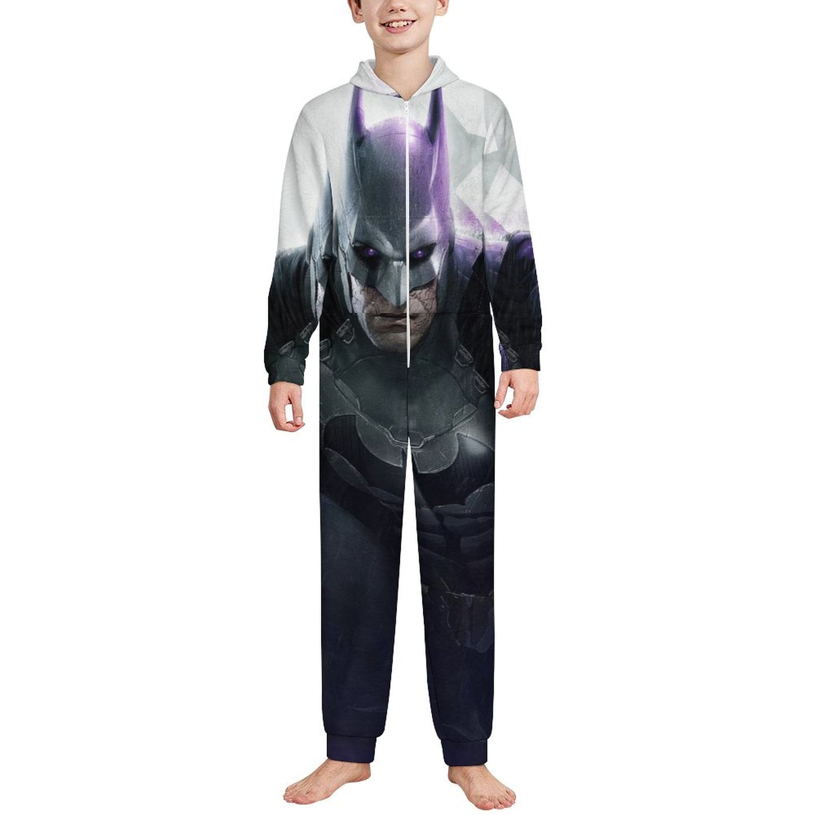 Batman Kids Hooded Jumpsuit Pajamas One Piece PJs Sleepwear for Boys ...