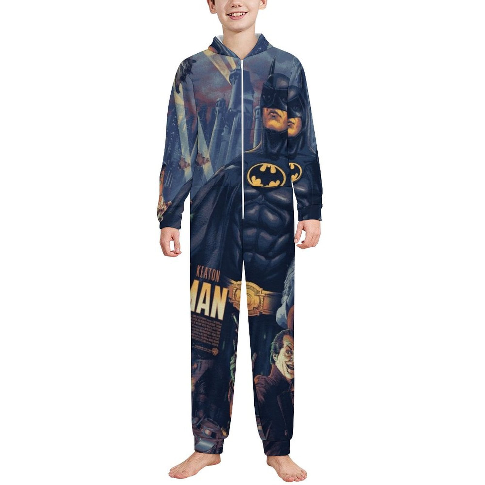 Batman Kids Hooded Jumpsuit Pajamas One Piece PJs Sleepwear for Boys ...