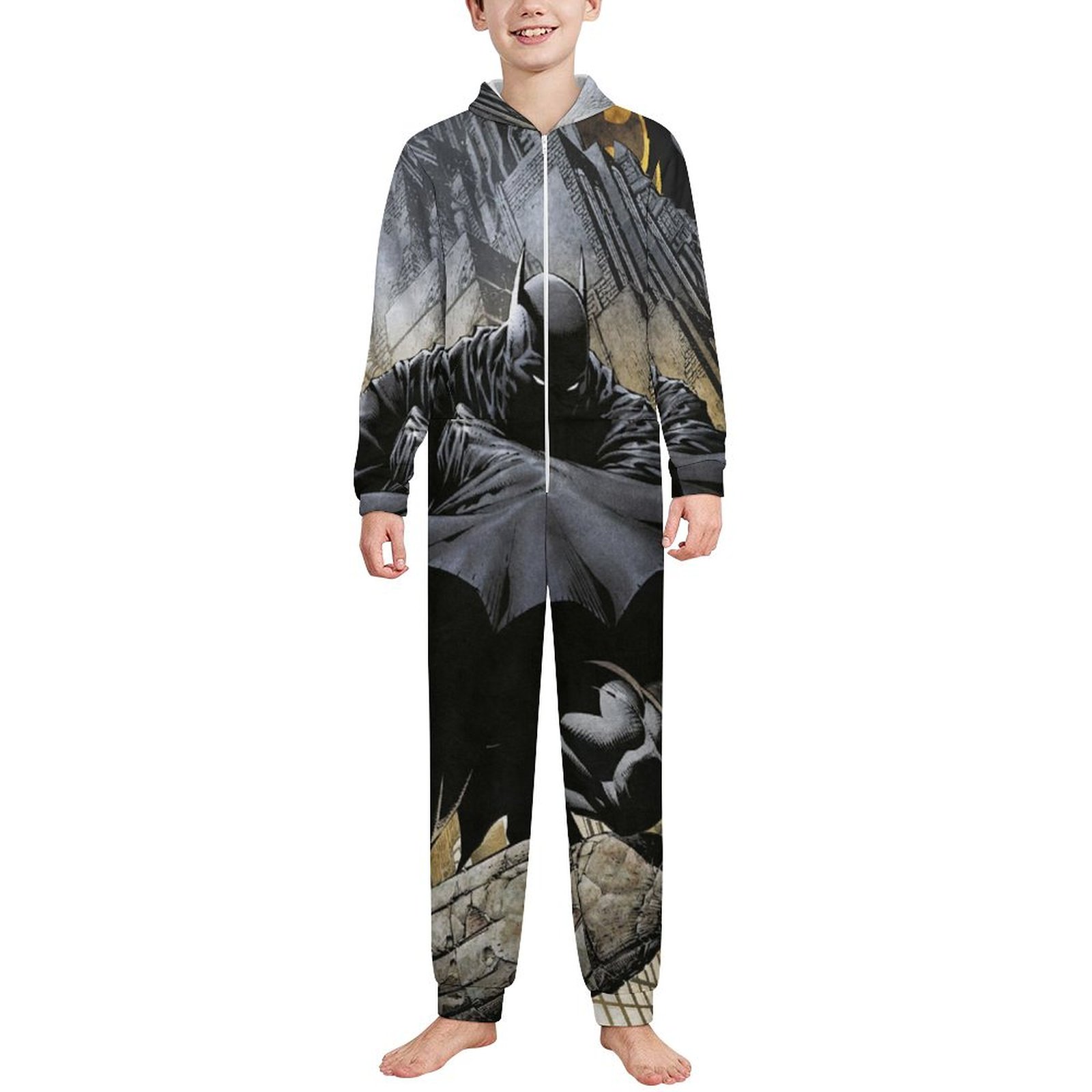 Batman Kids Hooded Union Suit Pajama Onesie Blanket Sleeper for Boys ...