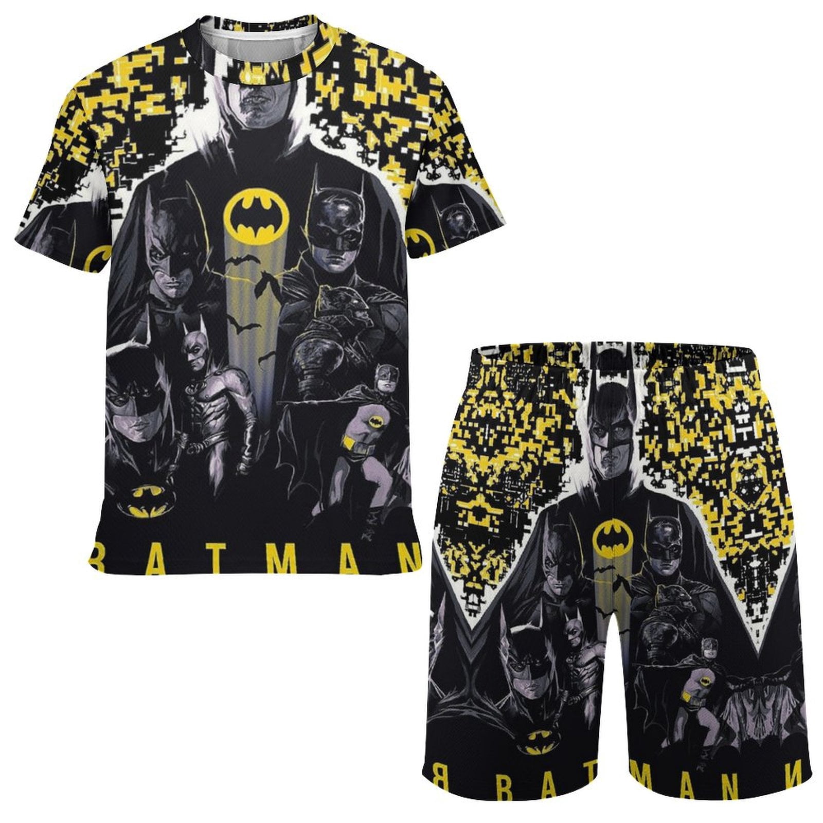 Batman Kids Short Sleeve Mesh T-Shirt And Shorts Outfit Set Summer ...