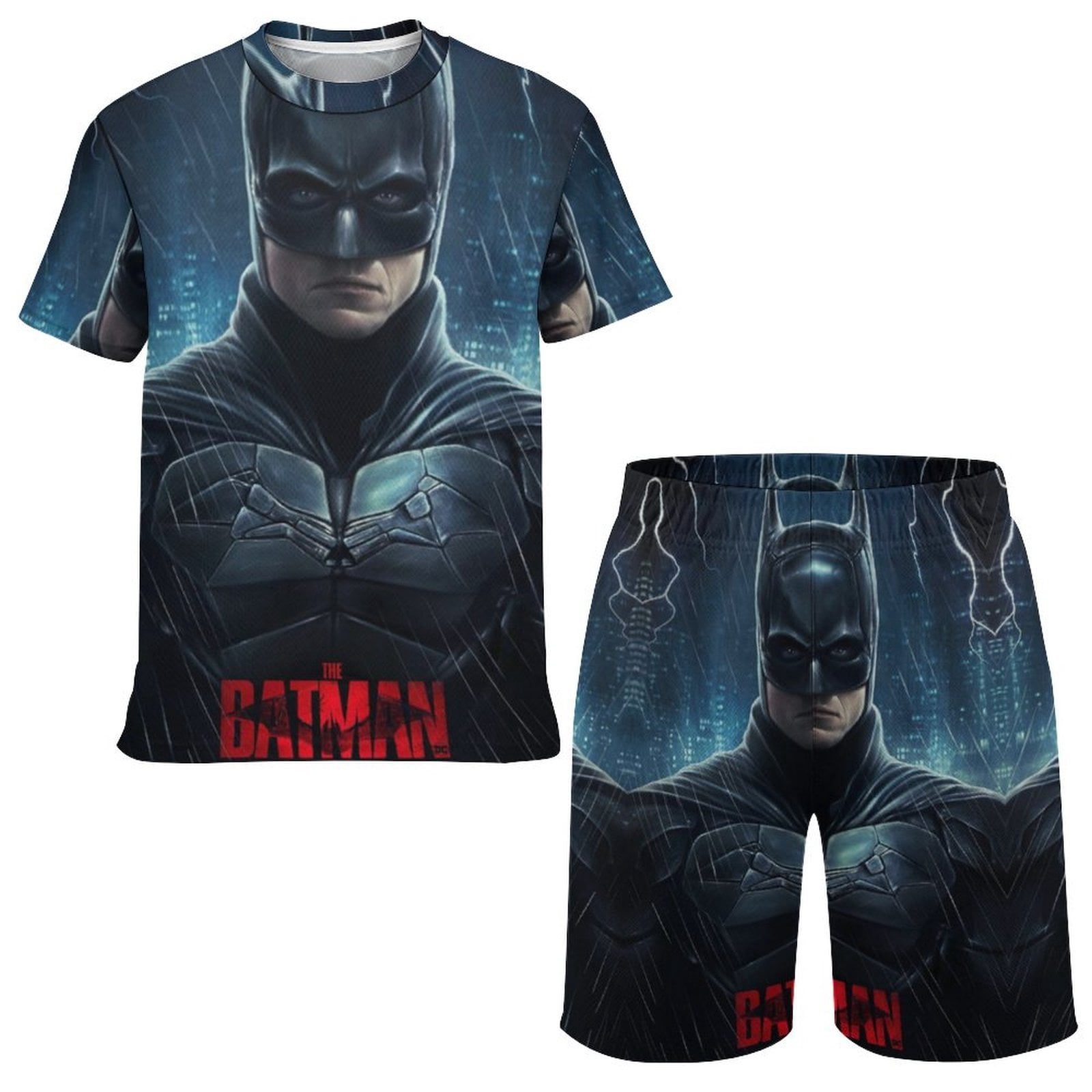 Batman Kids Short Sleeve Mesh T-Shirt And Shorts Outfit Set Summer ...