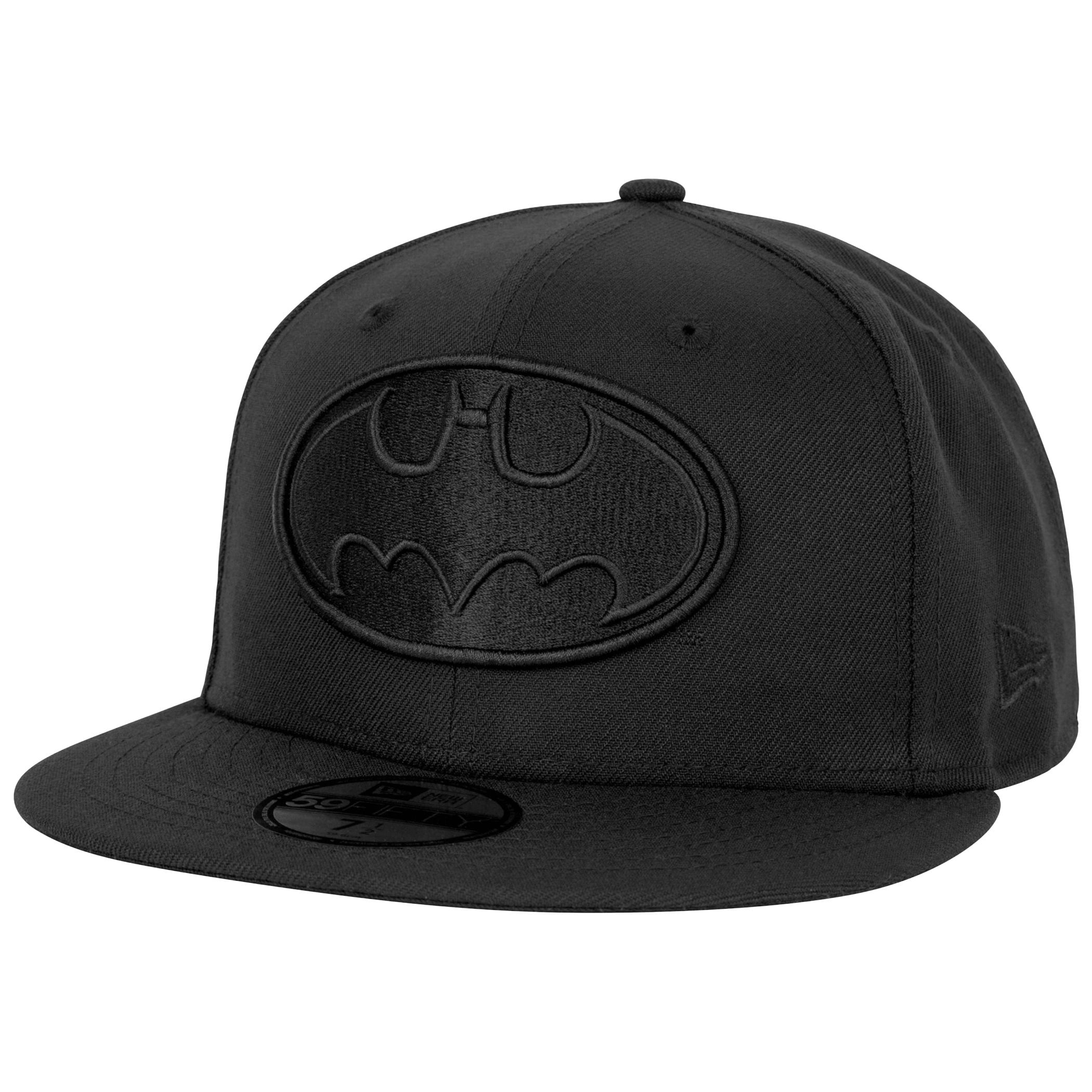 Batman Logo Black on Black New Era 59Fifty Fitted Hat-8 Fitted ...
