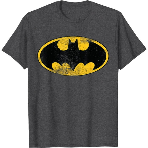 Batman Logo Classic Distressed DTG Print Unisex T-Shirt,Dark Heather ...