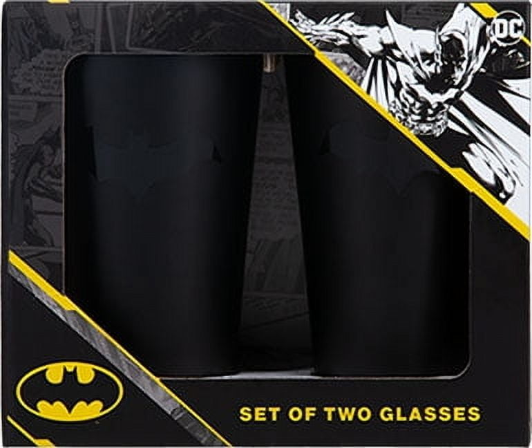 Batman Logo Drinking Glass Cup Tumblers Black Set of 2 15 fl oz ...