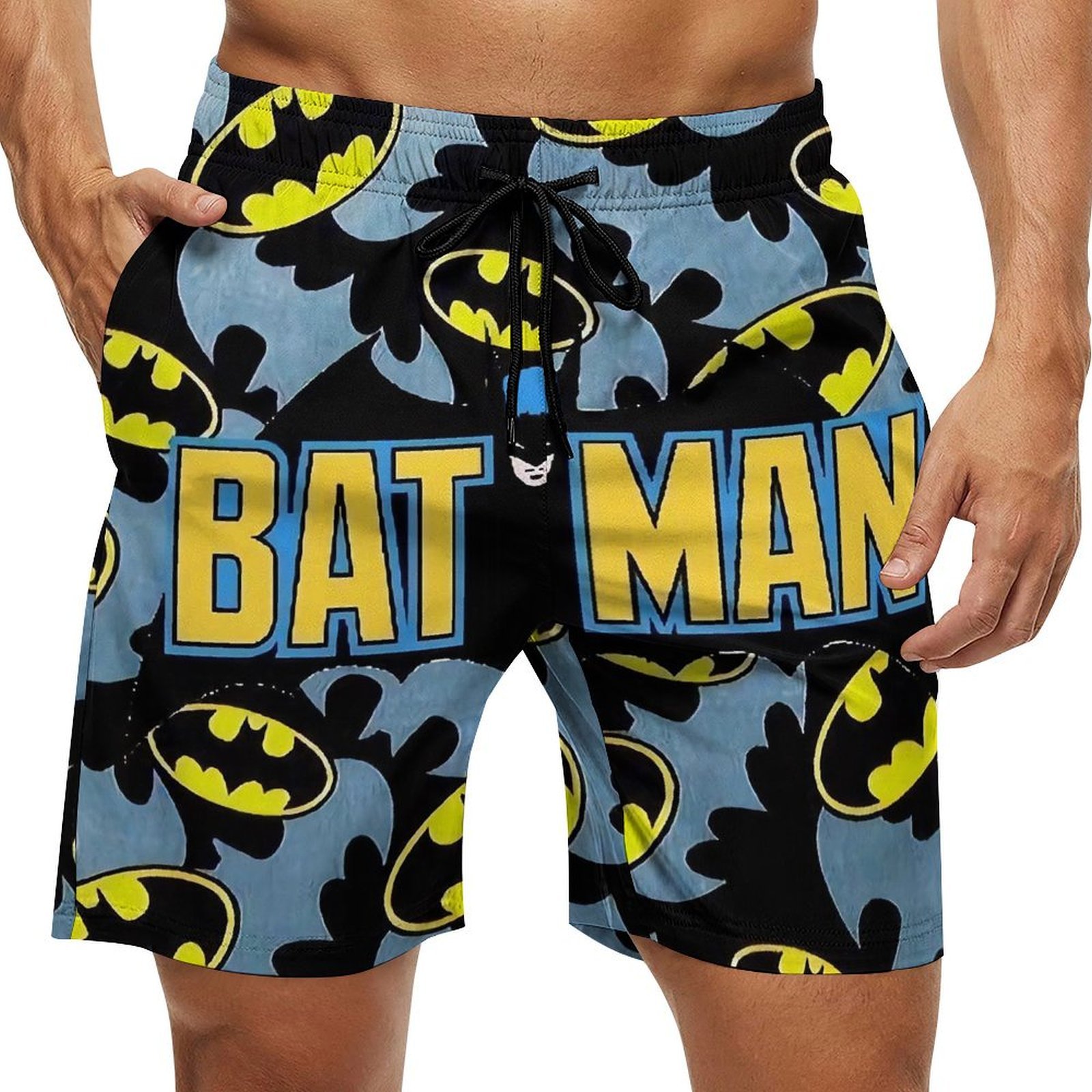Batman Logo Mens Swim Trunks Quick Dry Board Shorts with Mesh Lining ...