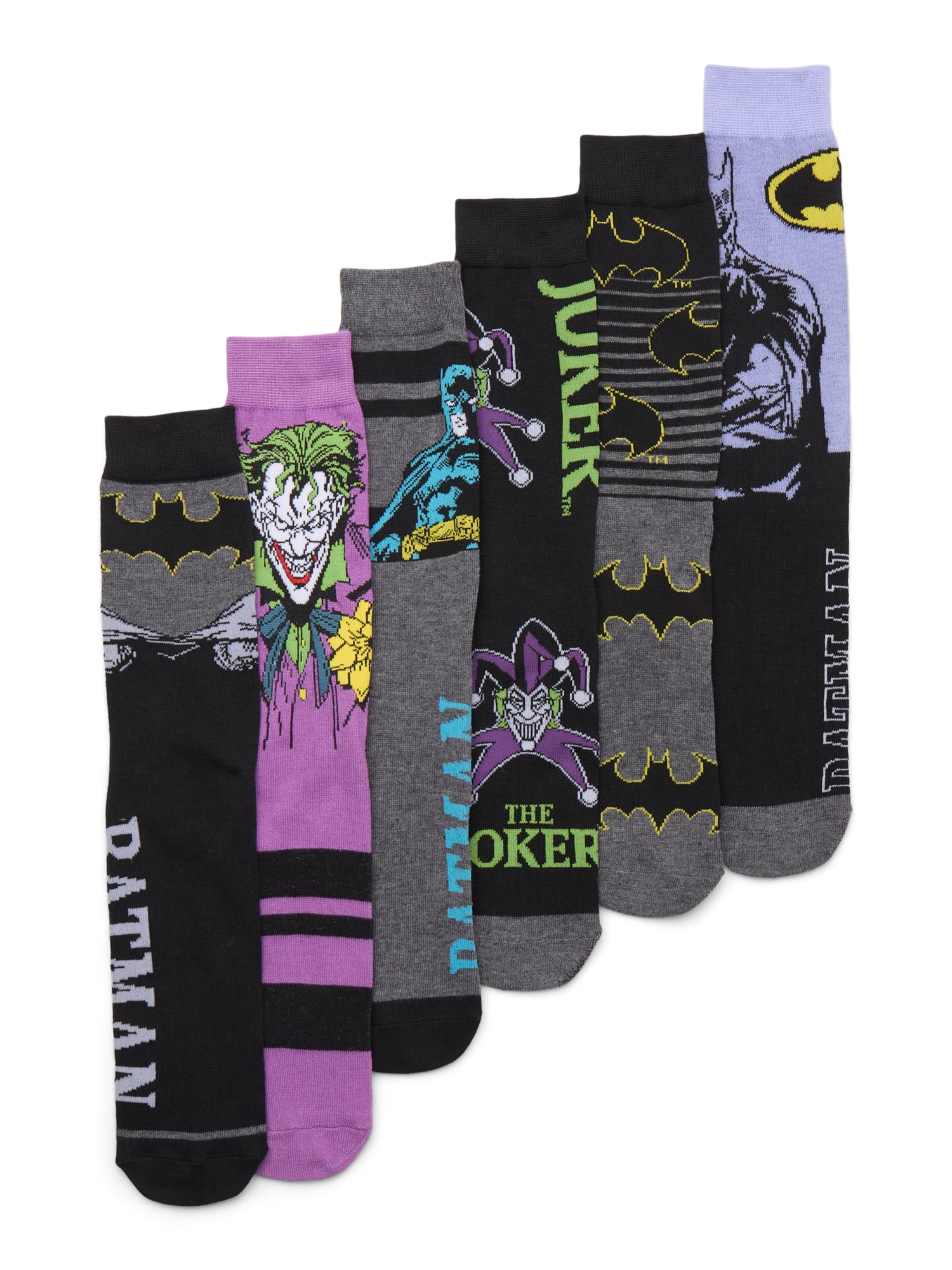 Batman Men's Crew Socks, 6-Pack, Shoe Sizes 8-12 - Walmart.com
