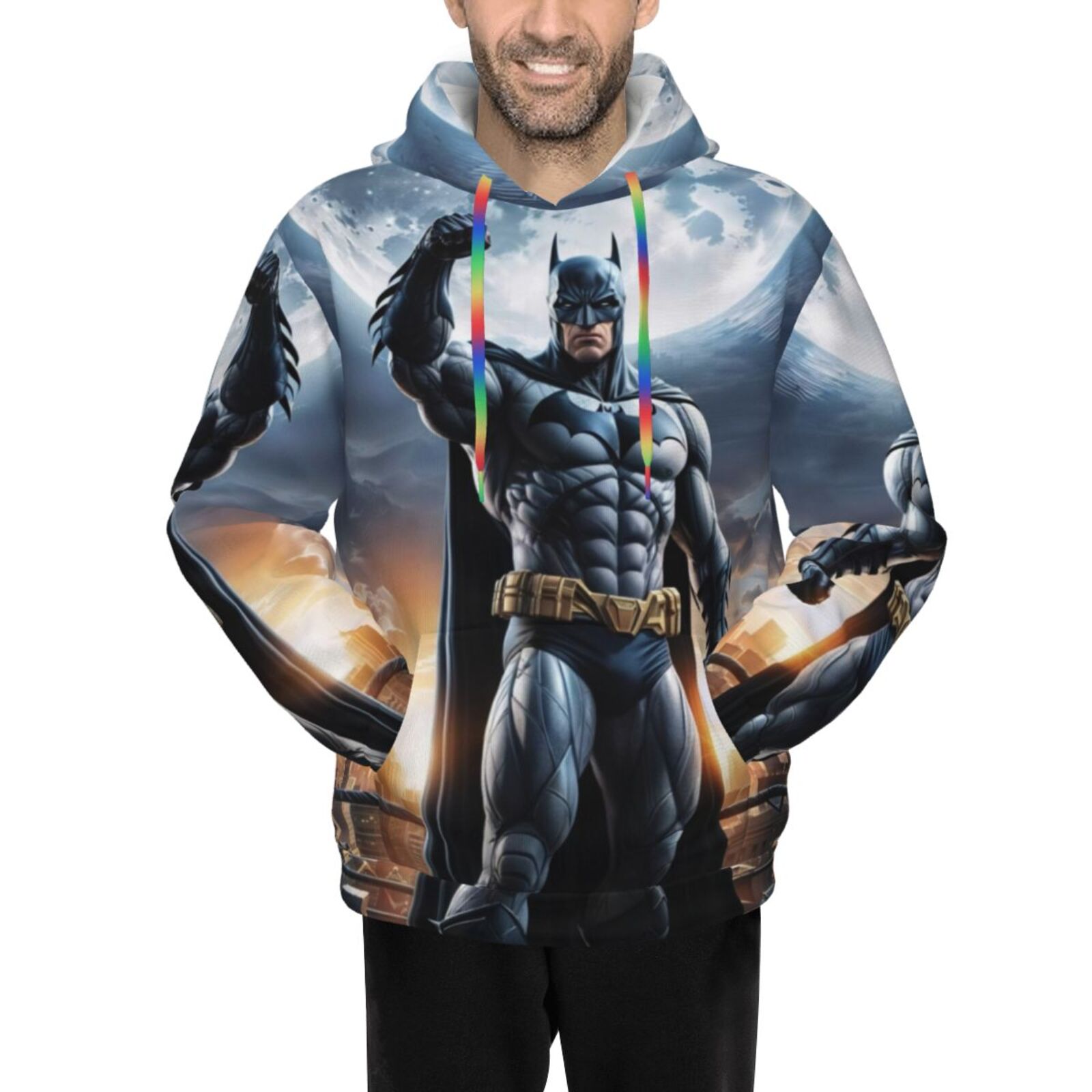 Batman Men's Hoodie Novelty Pattern Adult Hooded Sweatshirts Casual ...