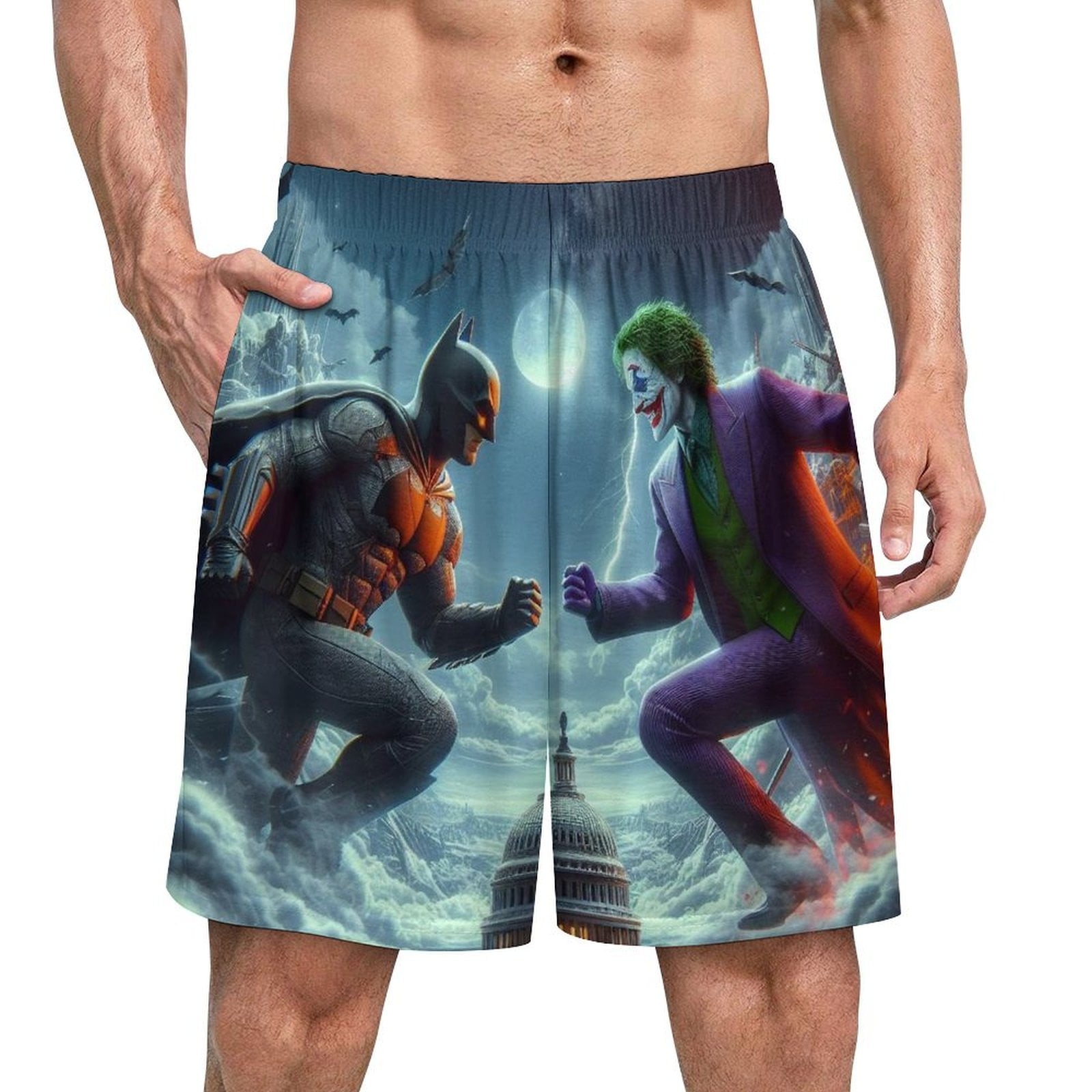 Batman Men's Pajama Shorts Soft Sleepwear Bottoms Elastic Waistband ...