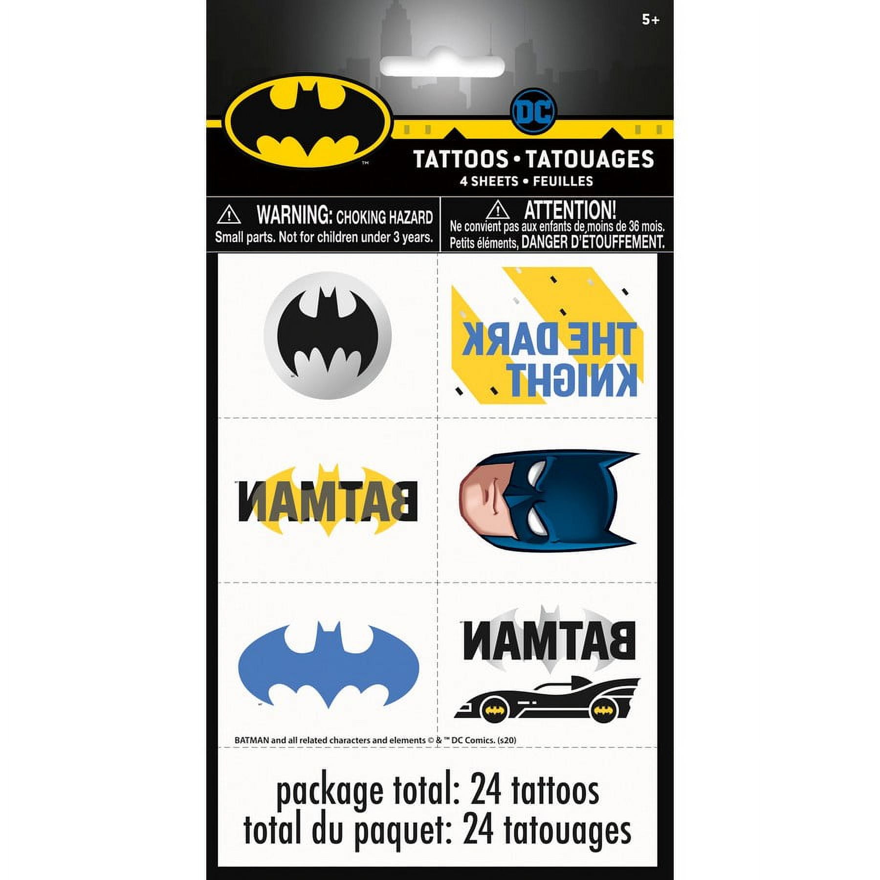 Batman Superhero Temporary Tattoos for Kids - 24 Vibrant Designs (4 ...