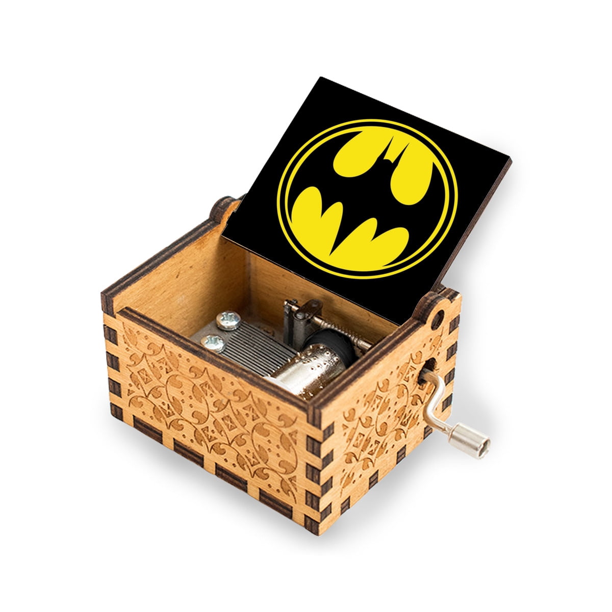 Batman Music Box - Wooden Laser Engraved Vintage Hand-cranked Cute Box ...