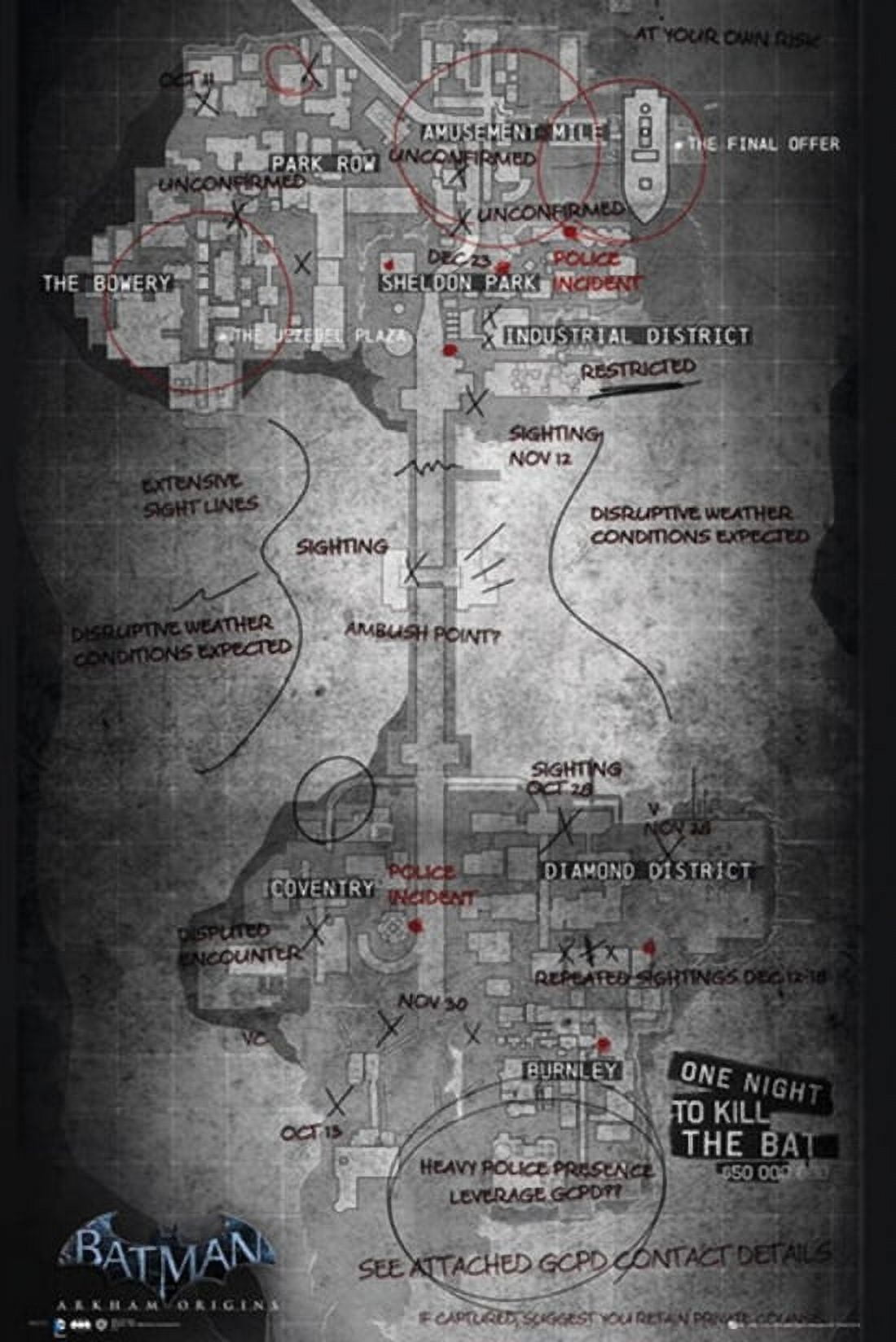 Batman Origins Map of Gotham City Poster (24 x 36) - Walmart.com