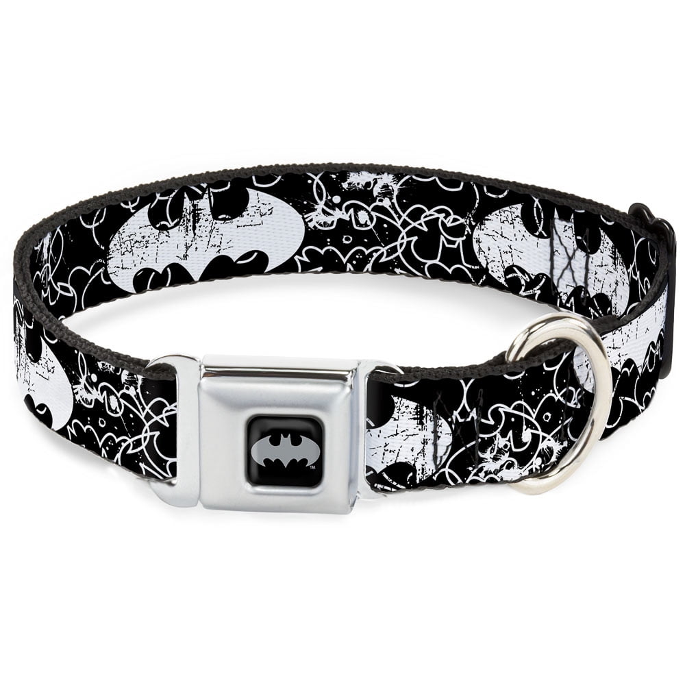 DC Comics Pet Collar, Dog Collar Metal Seatbelt Buckle, Batman Outlines ...