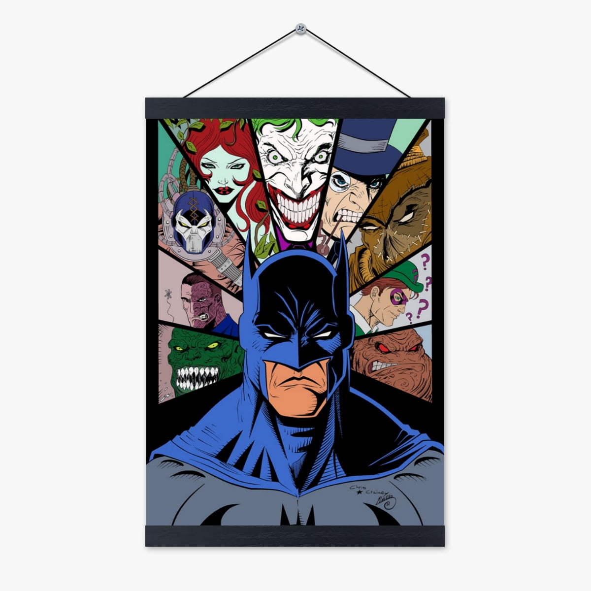 Batman Poster Wall Hanging Scroll Wooden Frame Poster Canvas Wall Art ...
