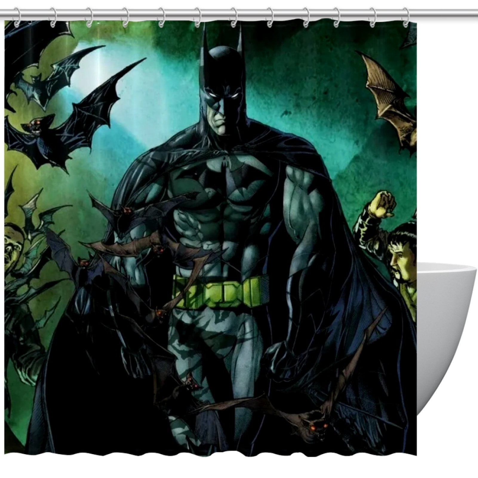 Batman Printed Shower Curtain with Hooks 66" x 72" - Walmart.com
