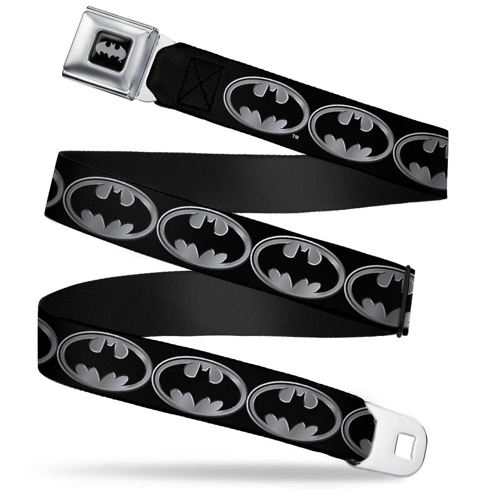 DC Comics Belt, Seatbelt Buckle Belt, Batman Shield Black Silver, 24 to ...