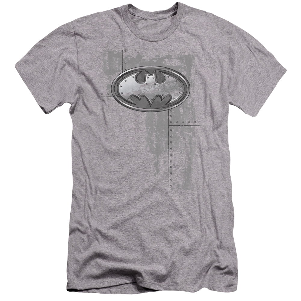 Batman - Rivited Metal Logo - Premium Slim Fit Short Sleeve Shirt ...