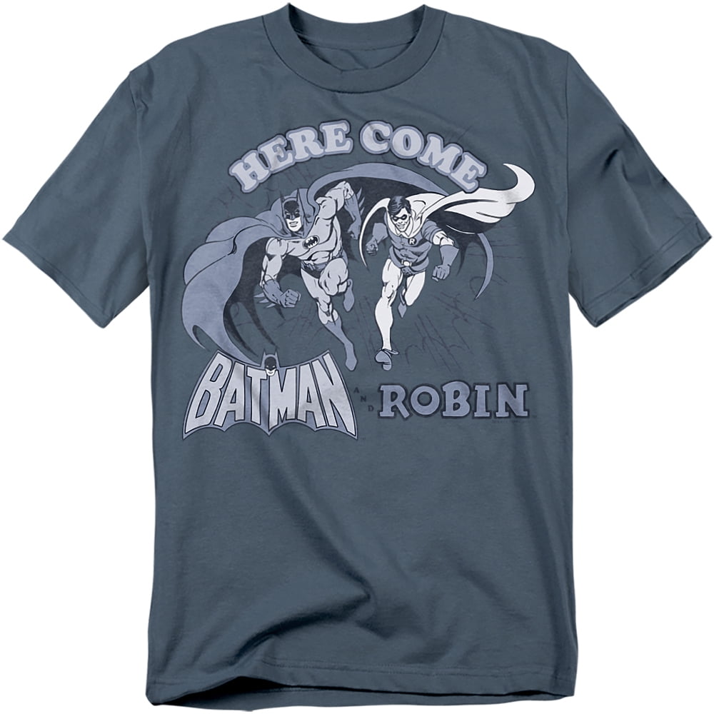 DC Comics Batman T-Shirt Here Come Batman And Robin Unisex Graphic Tee ...