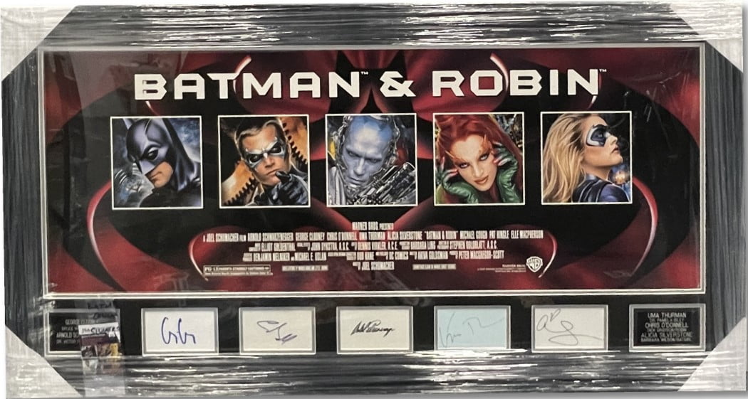 Batman & Robin Signed Cast Autographed Framed Cuts George Clooney +4 ...