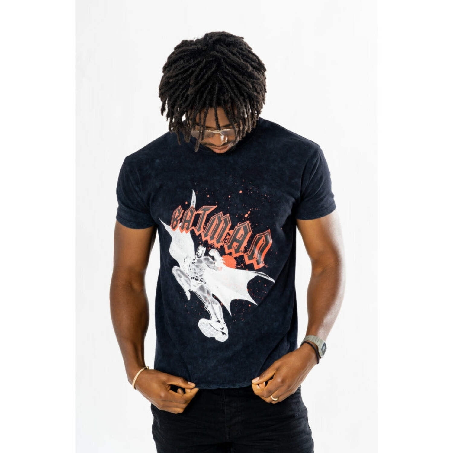 Batman Rock Acid Wash T-shirt Batman Dc Adult - Walmart.com