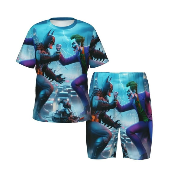 Batman Sleepwear Short sleeve Top and Shorts Pajama Summer Pjs 2-Piece ...