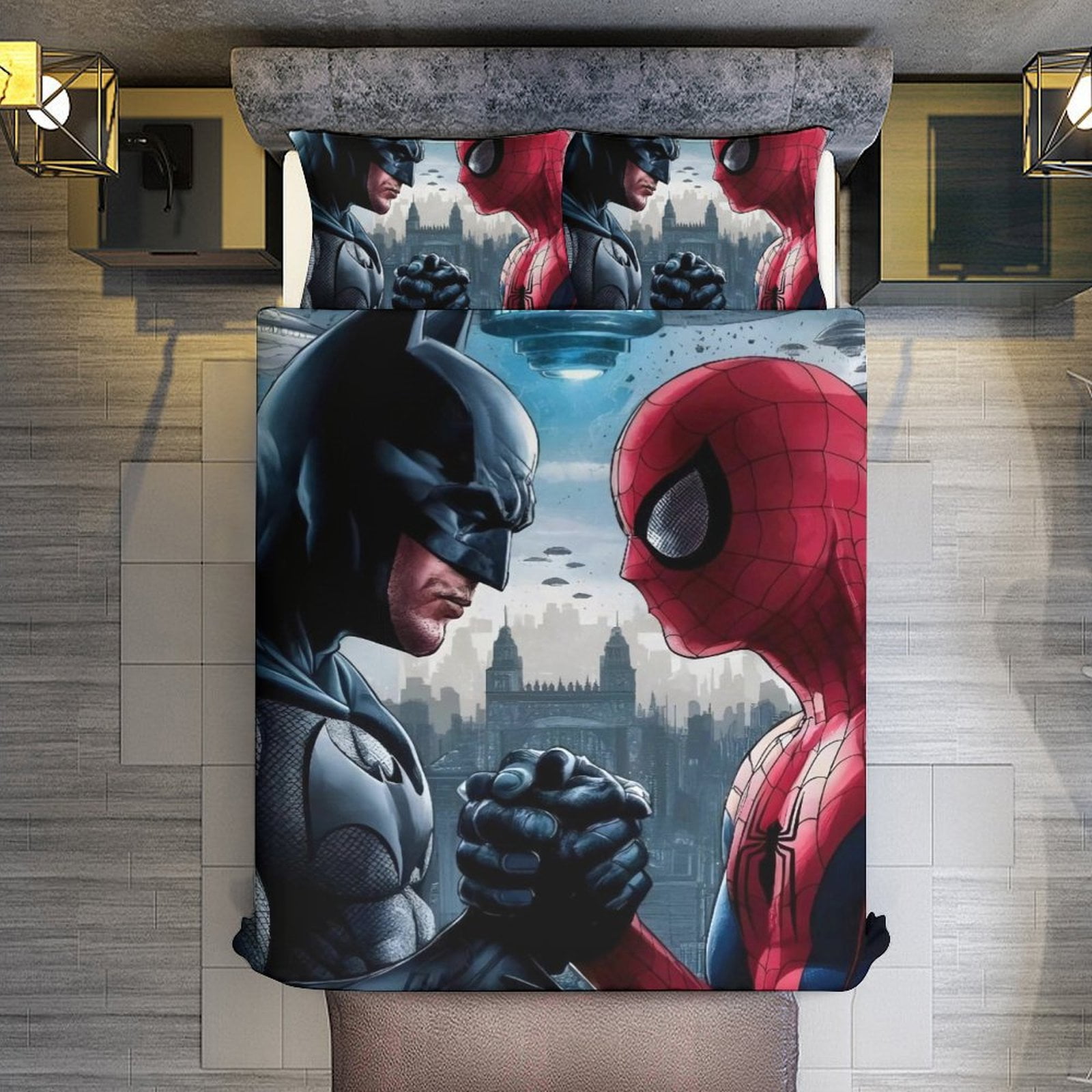 Batman and Spider-Man Duvet Cover Set with 2 Pillowcases for All ...