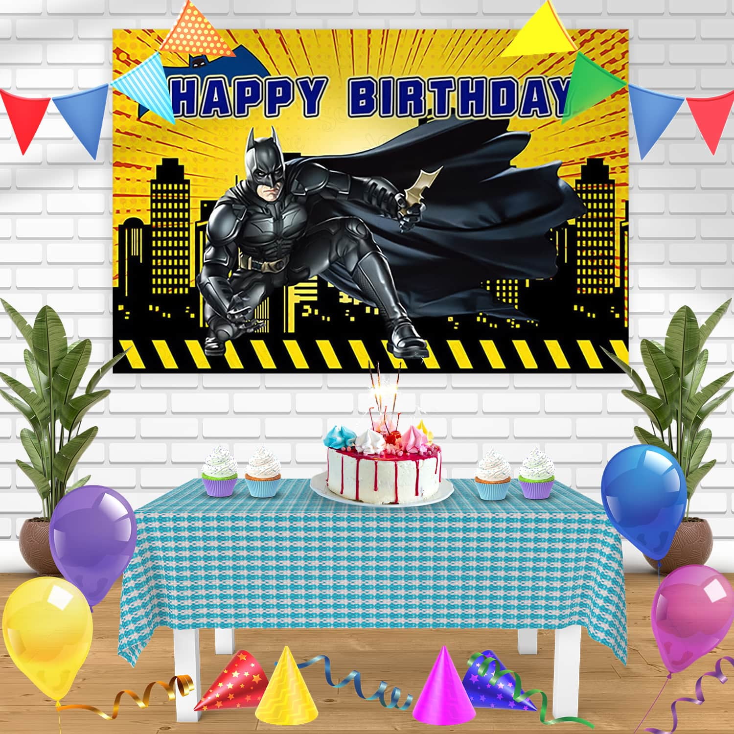 Batman Superhero YB Bn Birthday Banner Personalized Party Backdrop ...