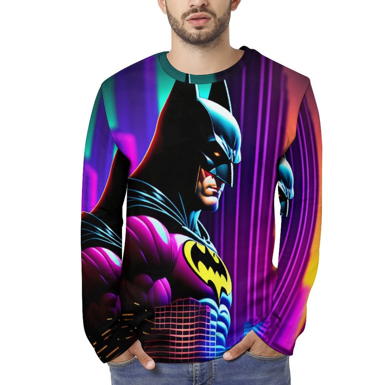Batman T Shirt 3D Printed Crewneck Graphic Long Sleeve Tees for Mens ...