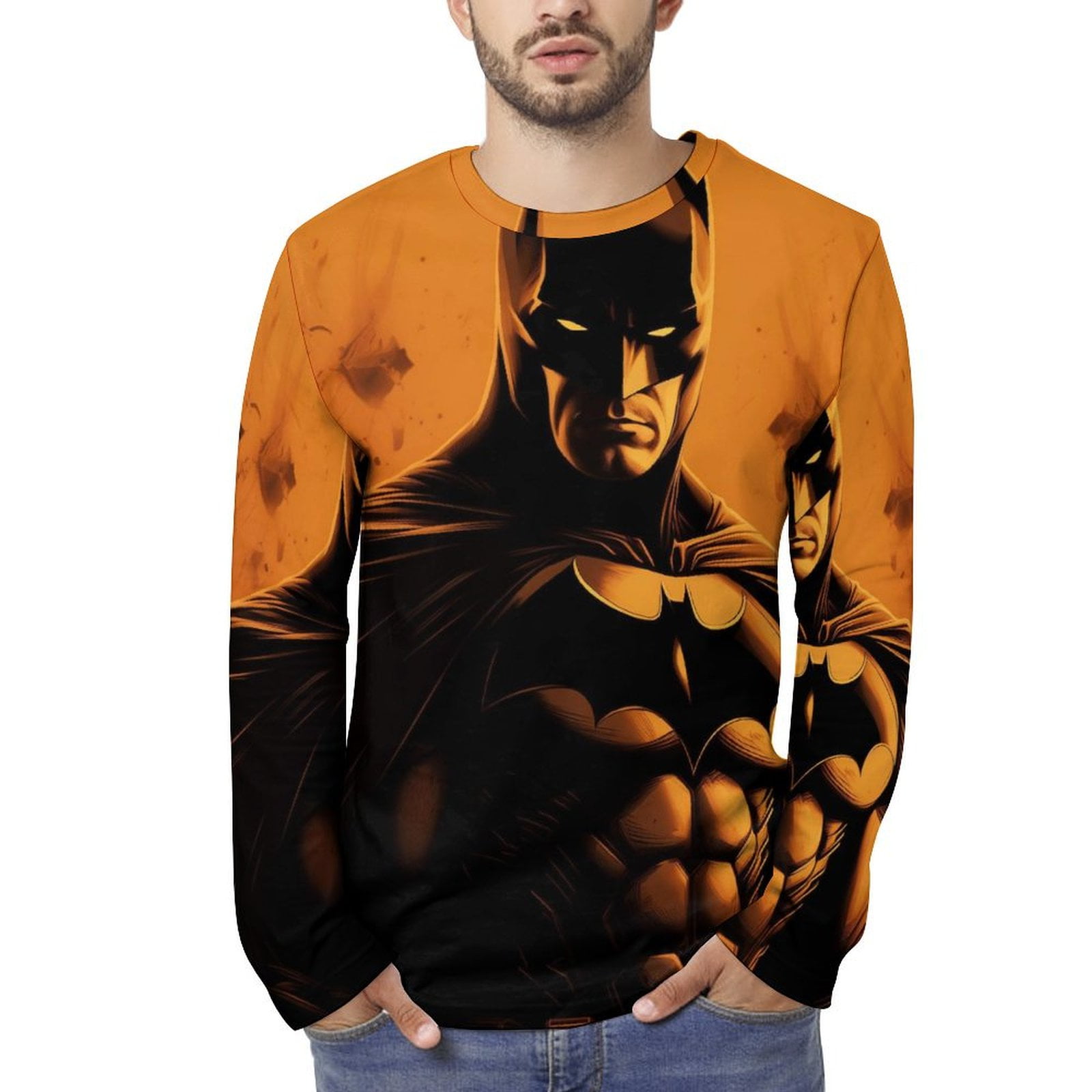 Batman T Shirt 3D Printed Crewneck Graphic Long Sleeve Tees for Mens ...