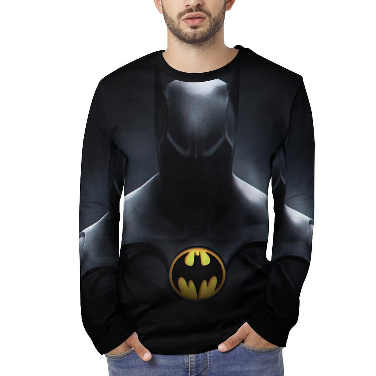 Batman T Shirt 3D Printed Crewneck Graphic Long Sleeve Tees for Mens ...